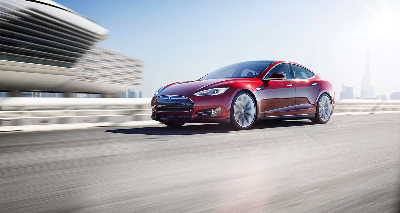 The electric acceleration of a Tesla Model S on stage