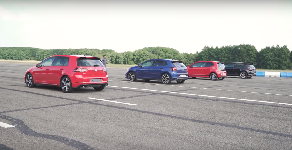 Así es una carrera de drag entre todos los Volkswagen GTi