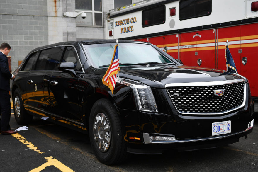 Donald Trump's new armored car is seen in NYC