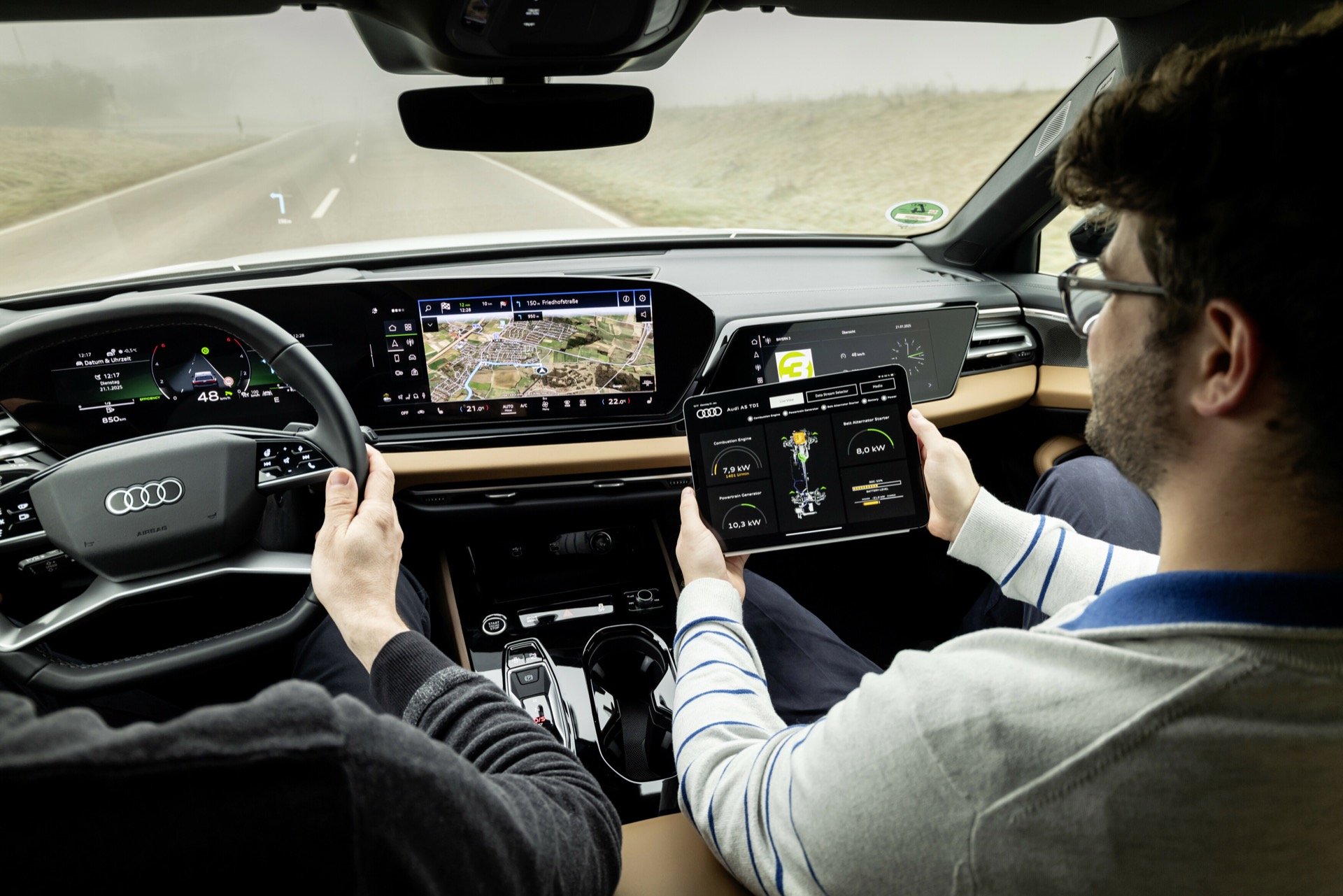 What is the MHEV plus hybrid technology offered by Audi in its new A5 and Q5 and how does it work?