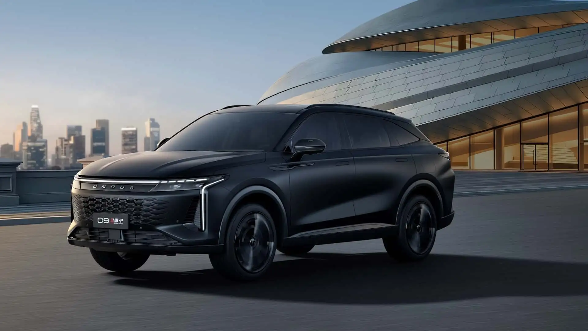 El Omoda 9 SHS-P Black Knight Edition presenta un modelo de color negro ...